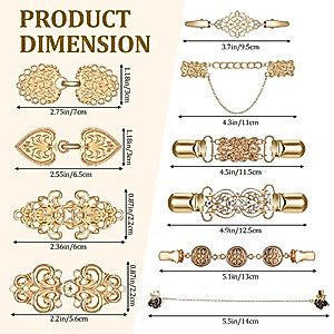 10 Pieces Retro Cardigan Clip Vintage Sweater Swirl Clip Antique Flowers Pattern Shawl Clips Sweater Collar Clip Dresses Shawl Clip Shirt Brooch Clip for Women Mother's Day Gift(Golden)