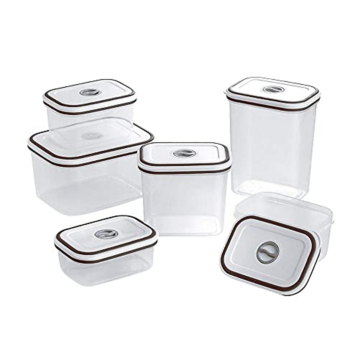 Lille Home Airtight Food Storage Container Set of 6, Kitchen & Pantry Organizer, Plastic Canister with Durable Lid, Leakproof, BPA Free, with Food Storing Date Indicator (Gray)