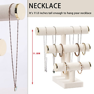 Pengup 3 Tier Bracelet Holder,Bracelet Display Stand with Metal Cap,Beige White Velvet Jewelry Organizer Displays for Necklace Scrunchies Watches Hair Ties.