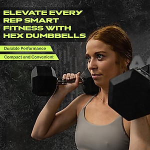 Rage Fitness Rubber Coated Dumbbell - No Roll Design Easy-Grip Steel Knurled Handle, Weights Dumbbell Set for Strength Training, Workouts - Ideal Weights Set for Home Gym - SOLD INDIVIDUALLY - Black (55 LB)