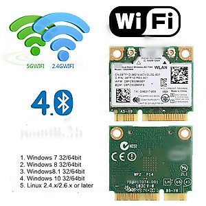 Mini pcie WiFi Card Dual Band Wireless AC 7260 PCI Express Network Card 802.11ac 2x2 Wi-Fi 7260hmw Bluetooth 4.0 Half WiFi Card for Laptop Desktop