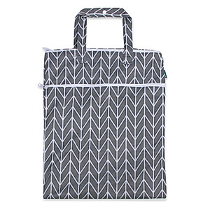 Teamoy Travel Hanging Wet Dry Bag Organizer (17.3 x 13.4 inches) with Two Compartments for Cloth Diaper, Laundry, Swimsuits and More, Easy to Hang Everywhere(M, Gray Arrow)