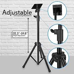 Pyle Premium LCD Flat Panel TV Tripod, Portable TV Stand, Foldable Stand Mount, Fits LCD LED Flat Screen TV Up To 32", Adjustable Height, 22 lbs Weight Capacity, VESA 200x200, 220x220 (PTVSTNDPT3215)