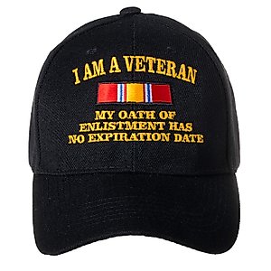 I Am A Veteran My Oath of Enlistment Has No Expiration Date Embroidered Black Baseball Cap