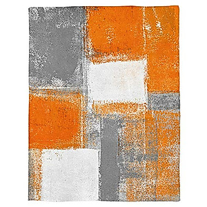 Modern Art Artwork Throw Blanket Fuzzy Plush Blanket Flannel Bed Blanket Burnt Orange and Grey Modern Art Artwork Lightweight Throw Blanket for Couch Sofa Bed 40"x50"-Modern Art Pattern Collection