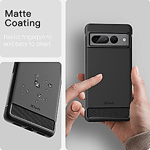 JETech Slim Fit Case for Google Pixel 7 Pro, Thin Phone Cover Matte Finish with Shock-Absorption and Carbon Fiber Design (Black)