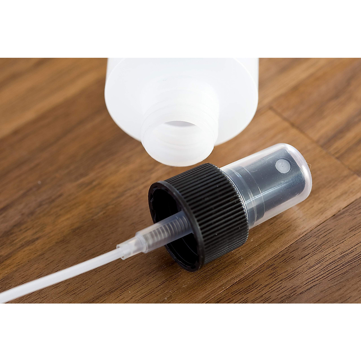 JUVITUS 4 oz Clear Natural Refillable Plastic Squeeze Bottle with Black Fine Mist Sprayer - (6 Pack)