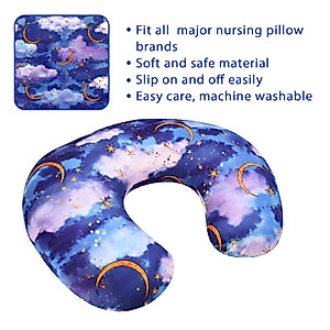 Nursing Pillow Cover Stretchy Removable Cover for Breastfeeding Pillows, Ultra Soft Comfortable Slipcover for Baby Girl and Boy, Moon