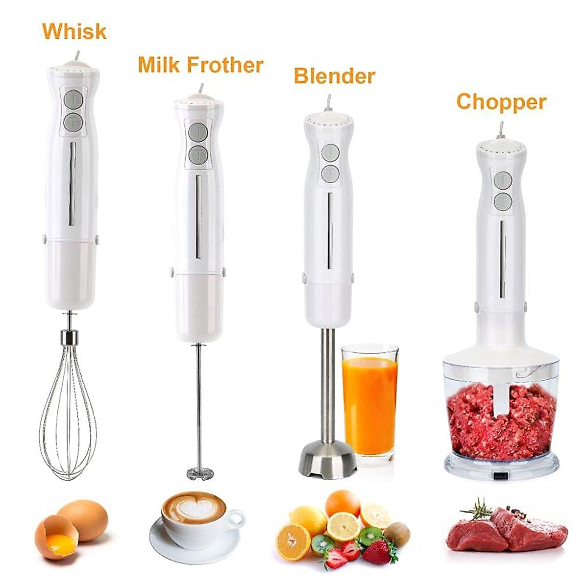 Immersion Hand Blender, Handheld Blender, 5-in-1 Multi-Function Stick Mixer, 600w 10 Speed Manual Mixer With Turbine, Mixer For Food Whipping, Milk Mixer/Egg Mixer,/Mortar and Beaker/Measuring Cup