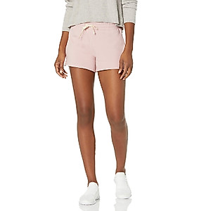 NIA Women's Essex Causual Notched Drawtsring Boyfriend Sweat Shorts, Blush, L