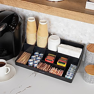 Mind Reader 11 Compartment Breakroom Coffee Condiment Organizer, Black