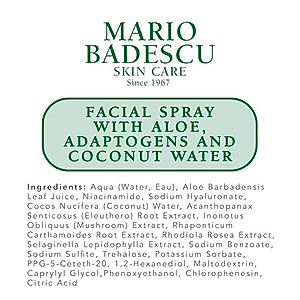 Mario Badescu Setting Facial Spray Mist with Aloe & Coconut Water, Refreshing and Hydrating Makeup Spray, Alcohol Free, Fragrance Free, Dye & Sulfate Free