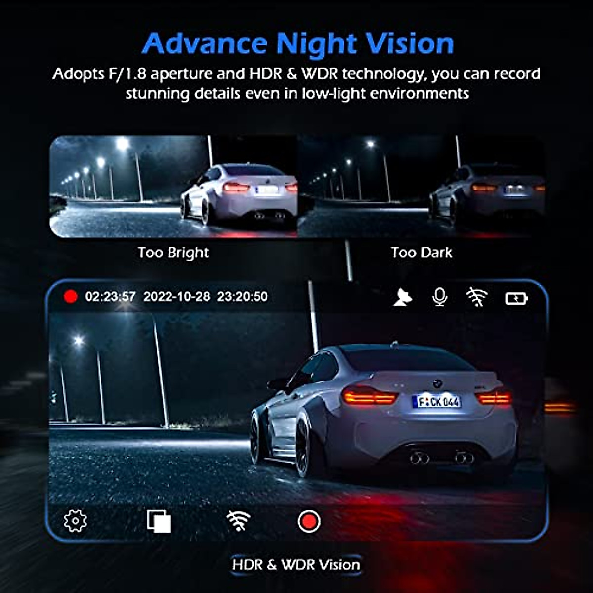 ONDASHCAM O1 4K Dash Cam with Built-in WiFi GPS, 2160P UHD Dash Camera for Cars, 3.5" LCD Dashcam for Cars with 32GB Card, 170° Wide Angle, WDR, Night Vision, G-Sensor, Parking Mode, Support 512GB Max