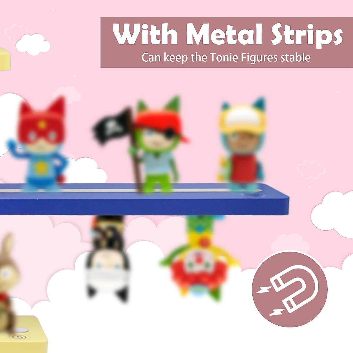 Taladad for Tonie Shelf,Tonies Storage for Creative Tonies Magnetic Wall Shelf for Tonie Figures,12-35 Characters,Wooden Hanging Shelf for Kids (Colorful)