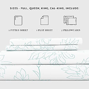 Linen Market 4 Piece Full Bedding Sheet Set (Aqua Vine) - Sleep Better Than Ever with These Ultra-Soft & Cooling Bed Sheets for Your Full Size Bed - Deep Pocket Fits 16" Mattress