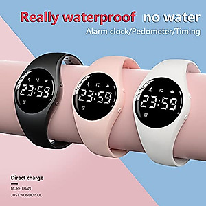 LSB LAOSIBIN New Men Multifunction Smart Watches Alarm Pedometer Stopwatch Timing Digital Student Sport Watch LED Waterproof Women Fashion Fitness Trackers (White Scooter)