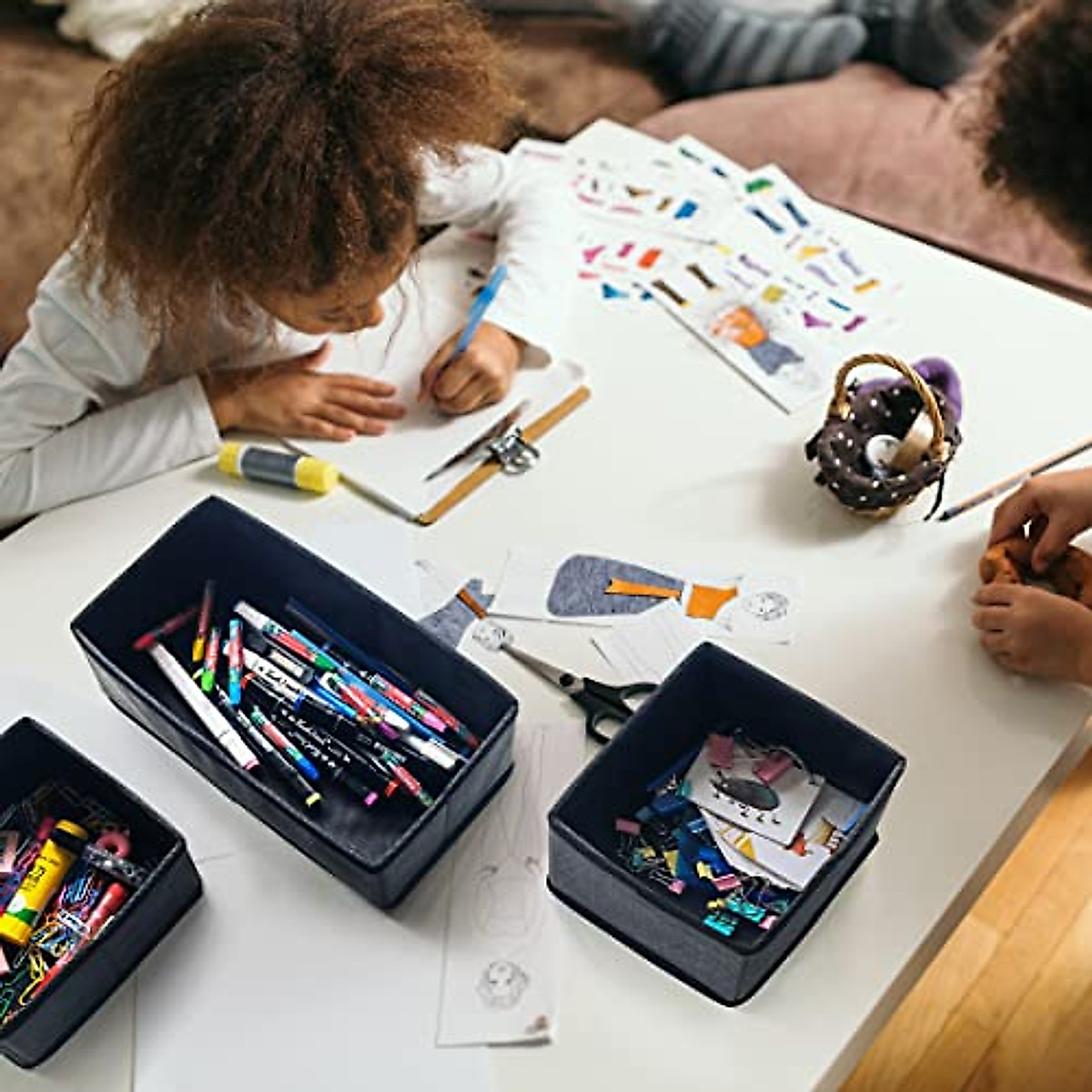 Utureal Set of 3 Foldable Storage Cubes, Fabric Storage Box Desk Organizers for Home and Office, Storage Bins for Cabinet Shelves Closet Drawer Organizing, Toys, Clothes Storage Container (Dark Grey)