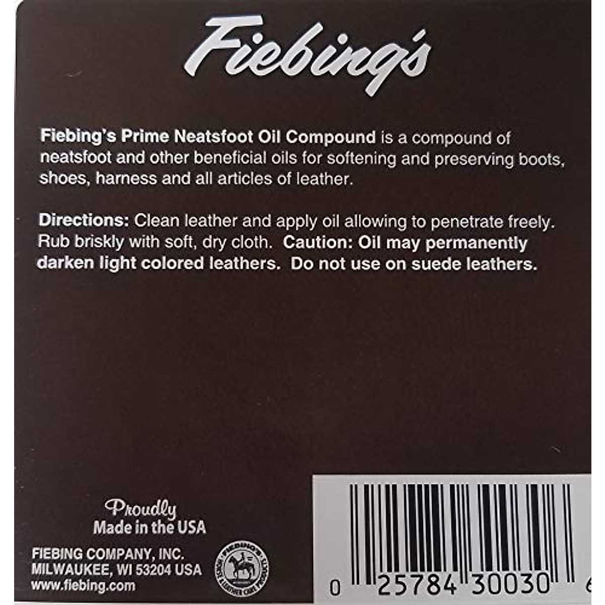 Fiebing’s Prime Neatsfoot Oil, 8 Oz. - Soften, Preserves and Waterproofs Leather