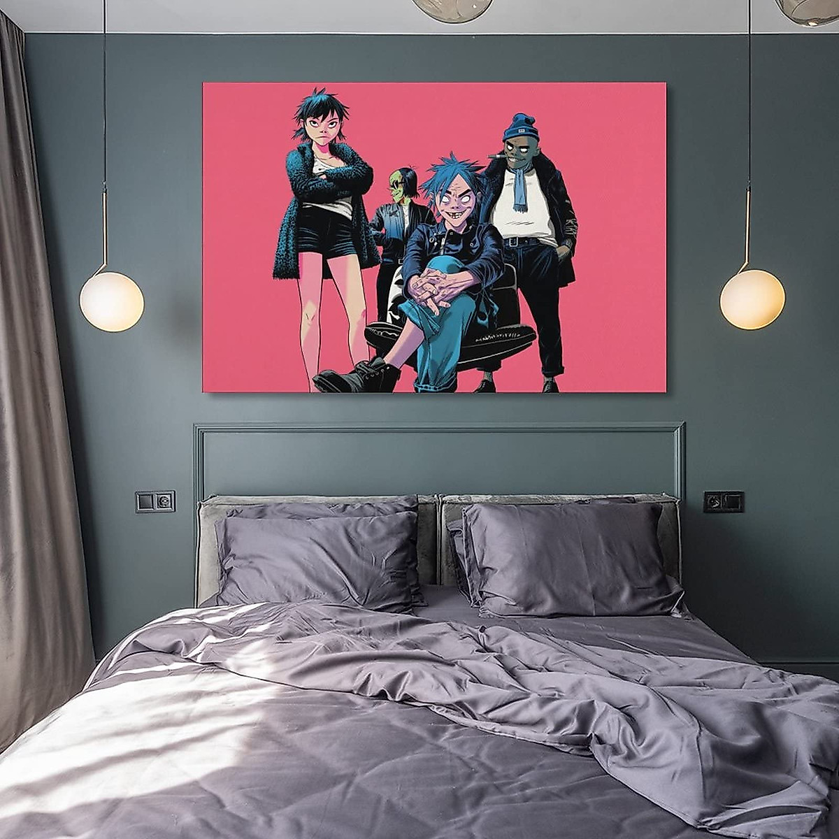 Fotuven England Rock Music Gorillaz Poster Canvas Art Poster And Wall Art Picture Print Modern Family Bedroom Decor Posters Unframe 12x18inch(30x45cm)