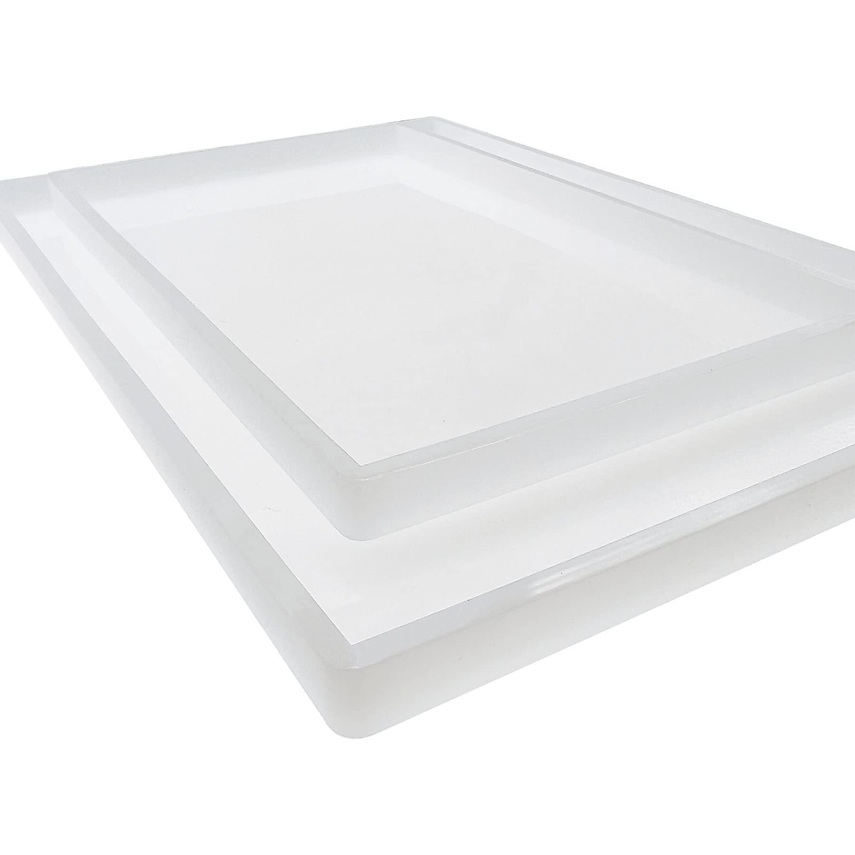 Woohome Large Silicone Resin Tray Mold, 7.8×11.8 inch/ 5.9×9.8inch Rectangle Plate Epoxy Resin Casting Mold for DIY Faux Agate Tray, Serving Board, Coaster, Home Decor