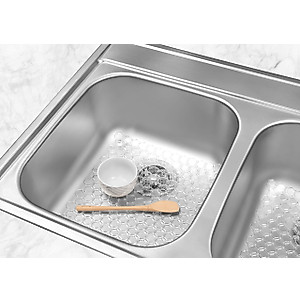 Spectrum Diversified Hexa Flexible, Trimmable Soft-Touch Mat, Easy-Draining, Modern Kitchen Sink Protector, 1 Count (Pack of 1), Clear