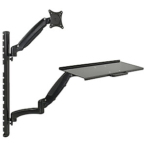 VIVO Black Sit-Stand Wall Mount Counterbalance Height Adjustable Monitor and Keyboard Workstation for Screens up to 27 inches STAND-SIT1K
