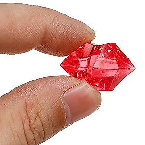 PATIKIL 25x15mm Fake Ice Rocks Cube, 1 Pack (130Pcs) Acrylic Irregular Crushed Crystal Rock Fake Diamond for Home Wedding Decor Photography Props, Red