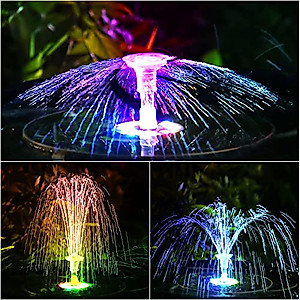 AISITIN 6.5W DIY Solar Fountain Pump Built-in 1500mAh Battery & 5.5W LED Solar Fountain Pump with Colorful Lights & 3000mAh Battery, Solar Water Fountain Pump for Garden, Ponds, Fish Tank and Outdoor