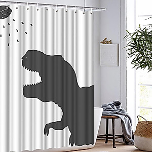 VividHome Animal Dinosaur Fabric Shower Curtain Dinosaur Silhouette Waterproof Polyester Fabric Bathroom Set with Hooks Animal Home Decor 72x72IN