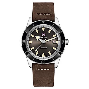 Rado Men's Captain Cook Leather Swiss Automatic Watch, Brown (R32505305)