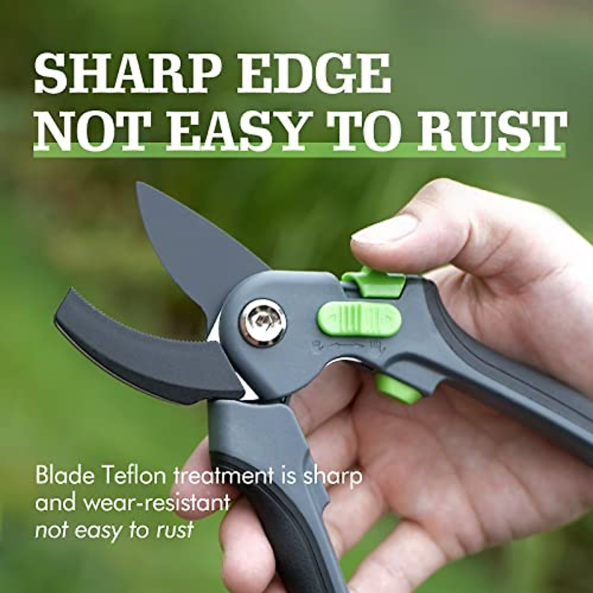 8" Garden Pruning Shears for Thick Branches, Heavy Duty Labor-Saving Clipper Tree Trimmers Secateurs with adjustable Size for Small&Big Hands, Hand Pruner, Bonsai Cutters with Shockproof Cushion