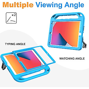 BMOUO Kids Case for New iPad 10.2 2021/2020/2019 - iPad 9th/8th/7th Generation Case for Kids, with Built-in Screen Protector, Shockproof Handle Stand Kids Case for iPad 10.2" (9th/8th/7th Gen) - Blue