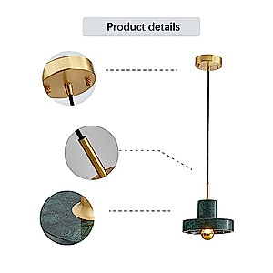 Mjsdjof Round Marble Pendant Lamp, Brass Hanging Light Fixtures with Natural Stone Material Shade, Modern Dining Room Lighting Chandeliers, E27 Socket, Nordic Minimalist Ceiling Island Light