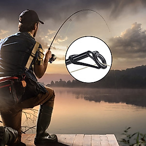 8pcs Rod Tip Repair Kit Rod Repair Kit,Stainless Steel Rod Tip Repair Kit,Stainless Steel Ceramic Ring Guide Tips(Black)