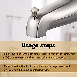 Nkiy Quen Set of 4 Tub Spout Diverter Repair Kit with Wire Drawing Surface-Bathtub Spout with Diverter Repair Kit-Tub Faucet Repair Replacement Parts for Broken or Leaking Repairs