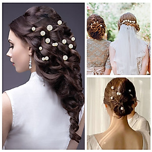 BESARME Pearl Hair Pins, 36 Pcs Wedding Pearl Hair Accessories Bridal Pearl Rhinestone Hair Clips for Brides Bridesmaid Women (Single Pearl Hair Pins)