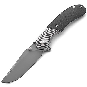 Miguron Knives M Centurion Flipper Folding Knife 3.5" S90V Blade Titanium And Black Carbon Fiber Handle Camping Hiking Pocket Knife MGR-609CBK