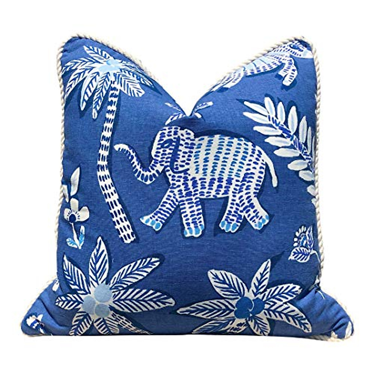 Flowershave357 Thibaut Tropical Pillow in Blue Cotton Rope Trim