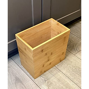 Bam&Boo - Rectangular Bamboo Bin for Storage, Waste, Recycling (11" x 6.5" x 10")
