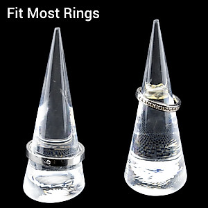 IFAMIO 4 Pack Acrylic Ring Cone Stand Single Ring Display Holder Cone Shape Ring Display Support Ring Rack Ring Holder Jewelry Display Stand DIY Acrylic Cone