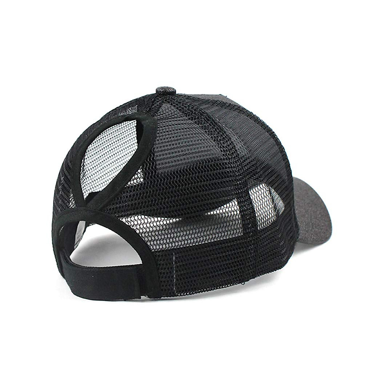 Shallow Ball Caps Men Trucker Buns Hat Messy Unisex Visor Baseball Glitter Plain Cap Ponytail Baseball Caps Black