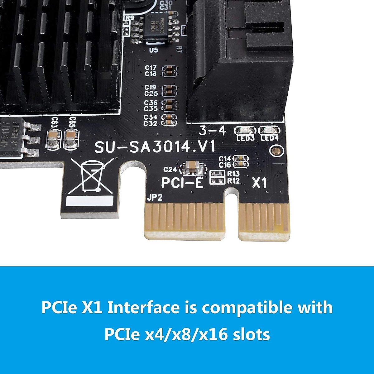 SATA Card 4 Port with 4 SATA Cables, 6 Gbps SATA 3.0 Controller PCI Express Expression Card with Low Profile Bracket Support 4 SATA 3.0 Devices