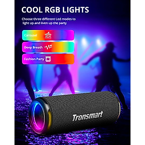 Tronsmart T7 Lite 24W Portable Bluetooth Speaker, Enhanced Bass, Rainbow Light Show, 24H Playtime, IPX7 Waterproof, Wireless Stereo Pairing, Bluetooth 5.3, for Home Outdoor Travel (Black)