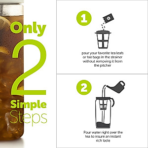 Komax Large Ice Tea Maker Pitcher – Tritan Iced Tea Pitcher w/Airtight Lid – Temperature Resistant Herbal Infuser Hot Tea Maker – BPA Free, Dishwasher & Microwave Safe Pitcher with Spout (2.1 Quart)