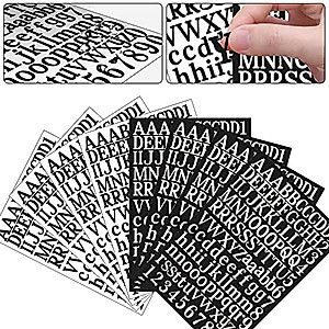 1210 Pieces10 Sheets Letter Stickers Self-Adhesive Vinyl Letter Alphabet Number Stickers Decals for Signs, Door, Car, Busine, Address Number (White)