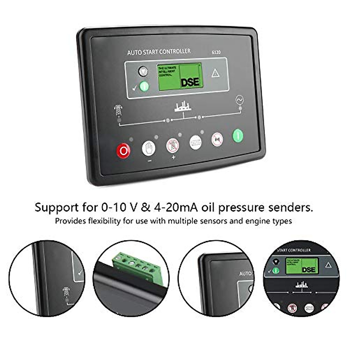 YWBL-WH DSE6120 Deep Sea Electronic Generator Controller Module Control Panel 0-10 V / 4-20mA oil pressure LCD Display, Dynamo