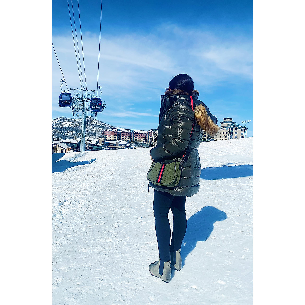 Dallas Hill Designs Crossbody Neoprene Purse for Women | Ladies Drawstring Handbag | 2 Detachable Straps | Matching Pouch