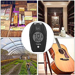 TISFA Digital Hygrometer and Thermometer, Temperature Humidity Gauge with Dual Sensors for Cigar Humidor, Plant, Greenhouse, Pet Reptile, Guitar