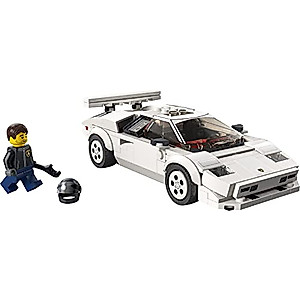LEGO Speed Champions Lamborghini Countach 76908, Race Car Toy Model Replica, Collectible Building Set with Racing Driver Minifigure