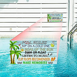 Jacevoo Retro Wood Sign Pool Rules Hanging Sign Pool Patio Wall Decoration Outdoor Swimming Pool Decor Pool Sign 6x12 Inch